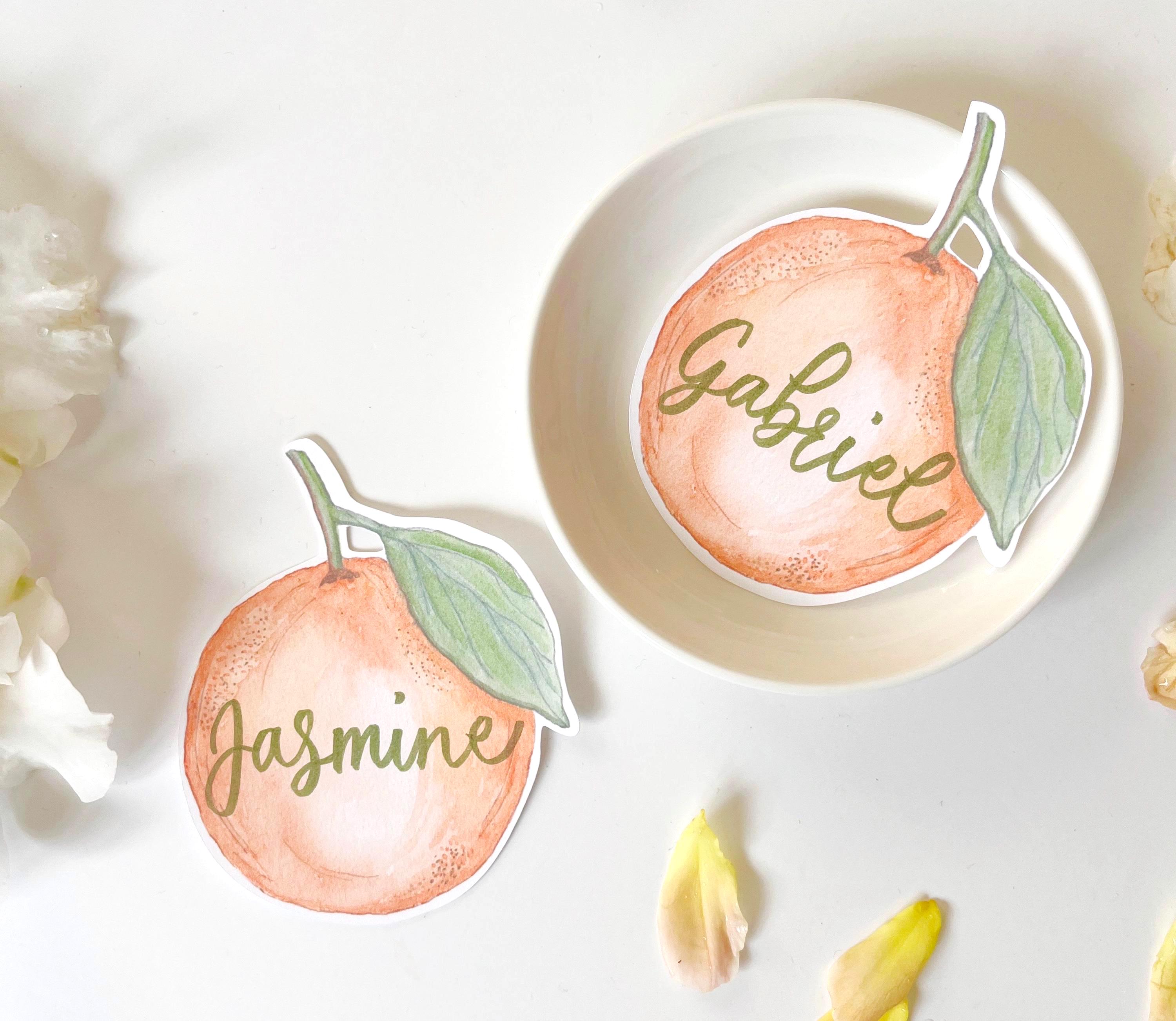 Watercolor Orange Place Cards: Mediterranean Wedding Decor - Etsy