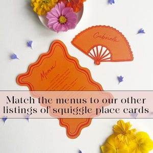 Colorful Squiggle Wave Menus: Cheerful Party Table Decor - Etsy