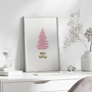 Printable Pink and Gold Holiday Print, Pink Xmas Decoration, Pink ...