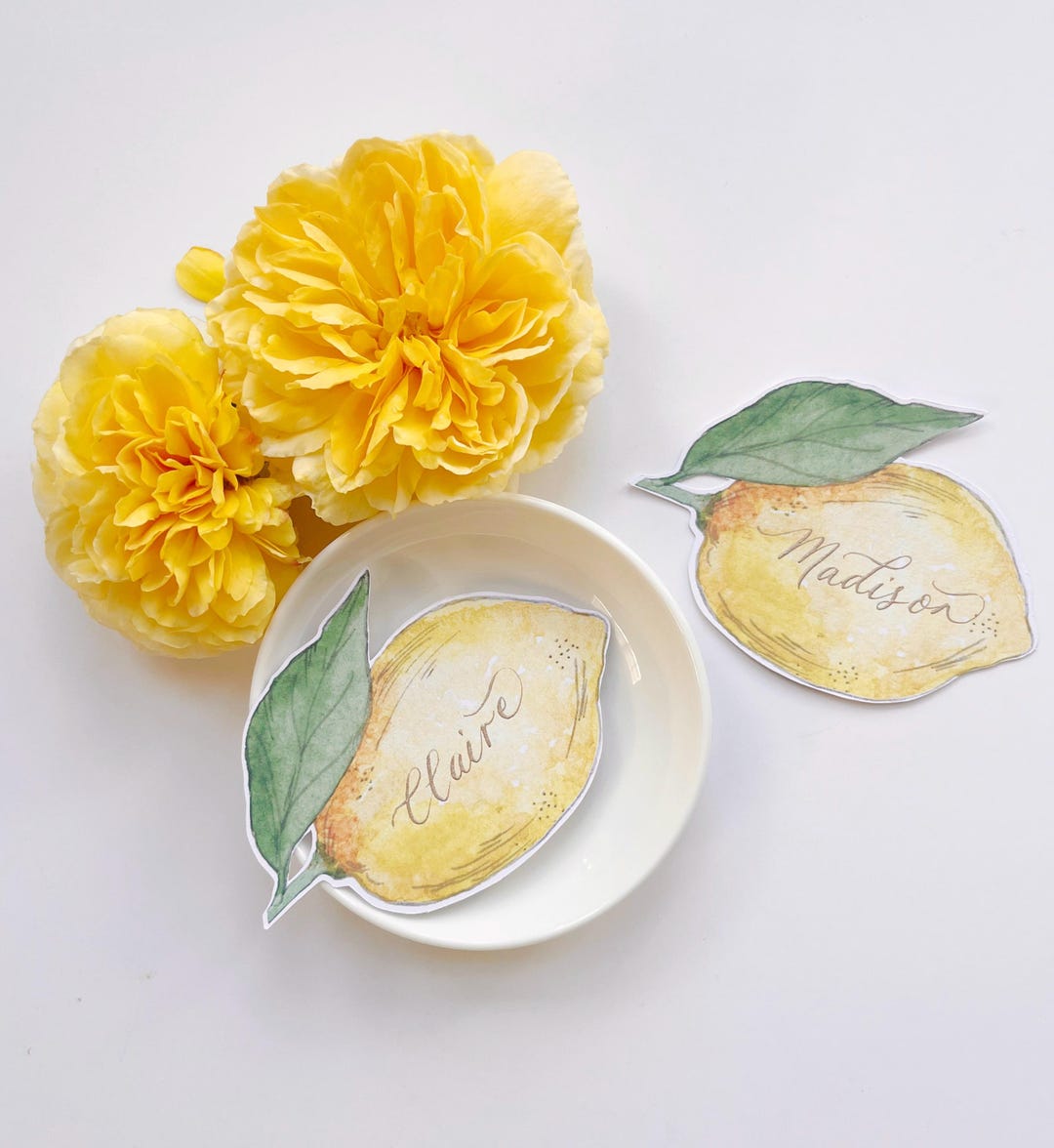 Watercolour Lemon Place Cards, Wedding Place Cards, Lemon Place Cards ...