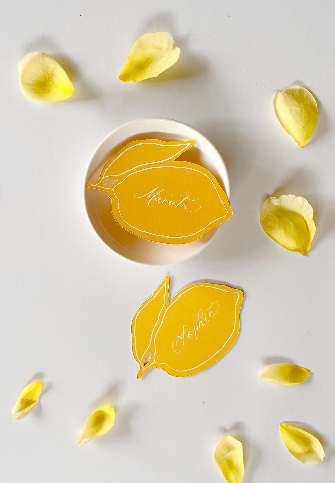 Lemon Calligraphy Place Cards: Mediterranean Wedding Decor - Etsy
