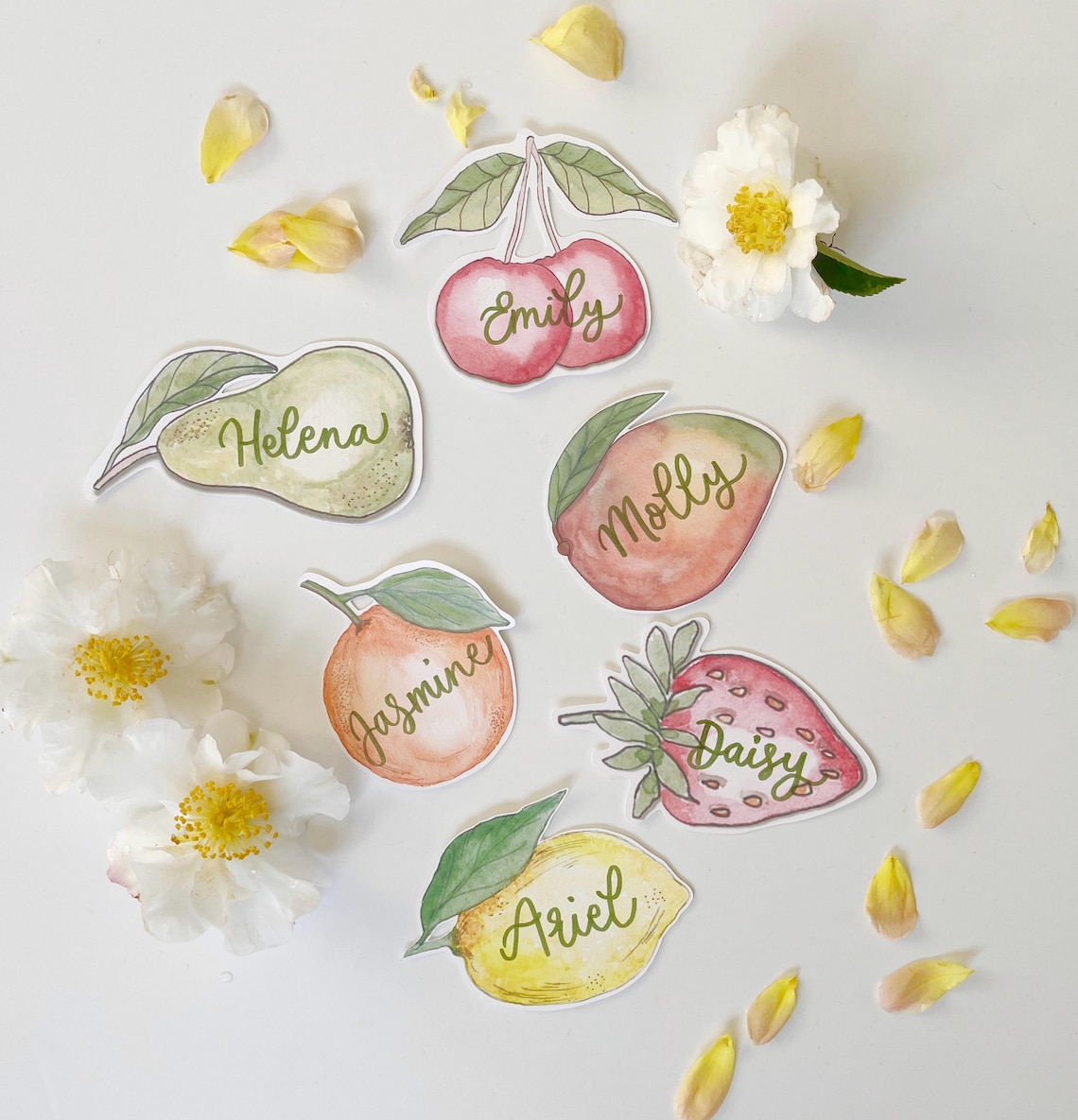 Personalized Watercolor Fruit Place Cards: Summer Party Name Tags - Etsy