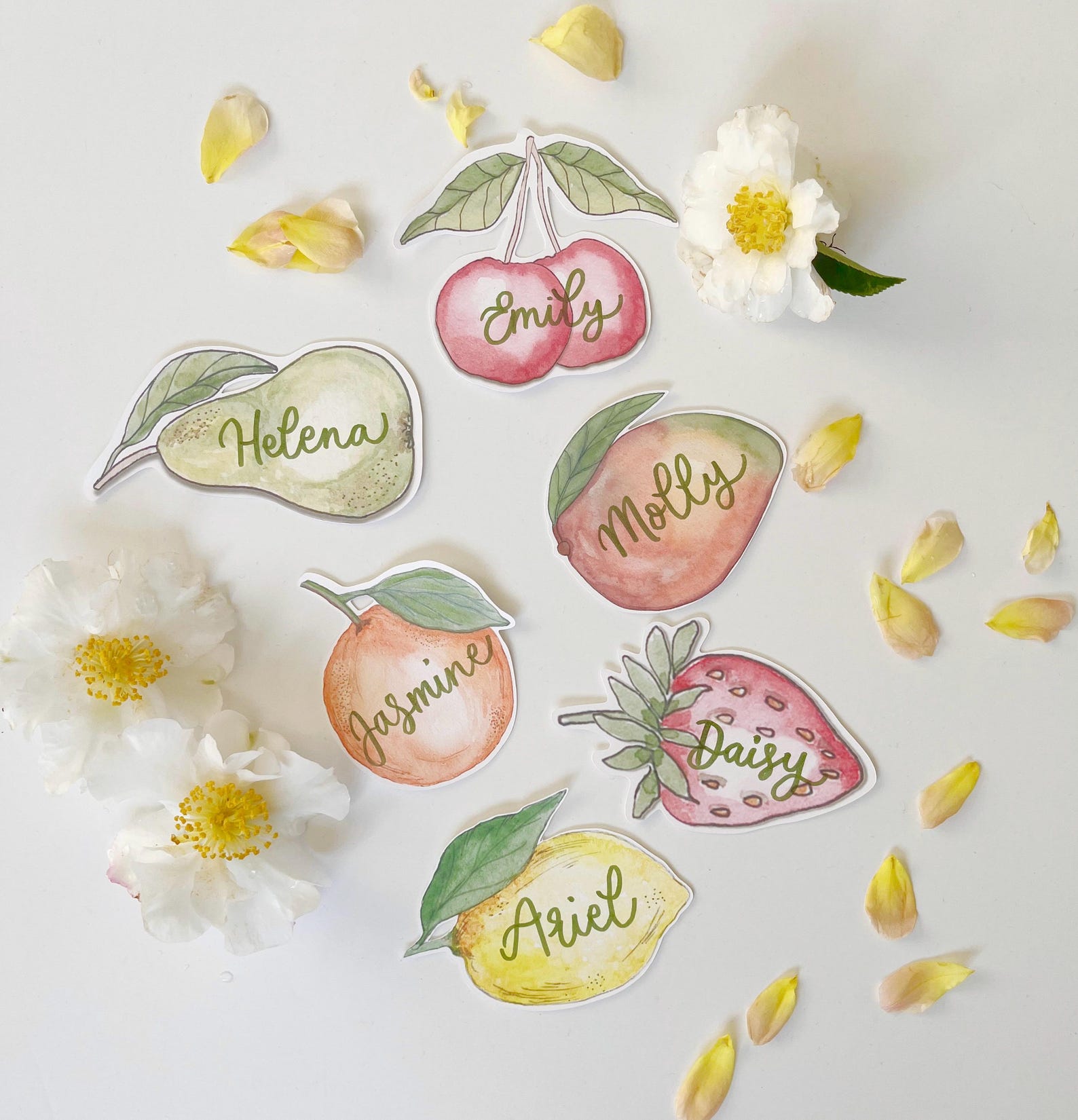 Personalized Watercolor Fruit Place Cards: Summer Party Name Tags - Etsy