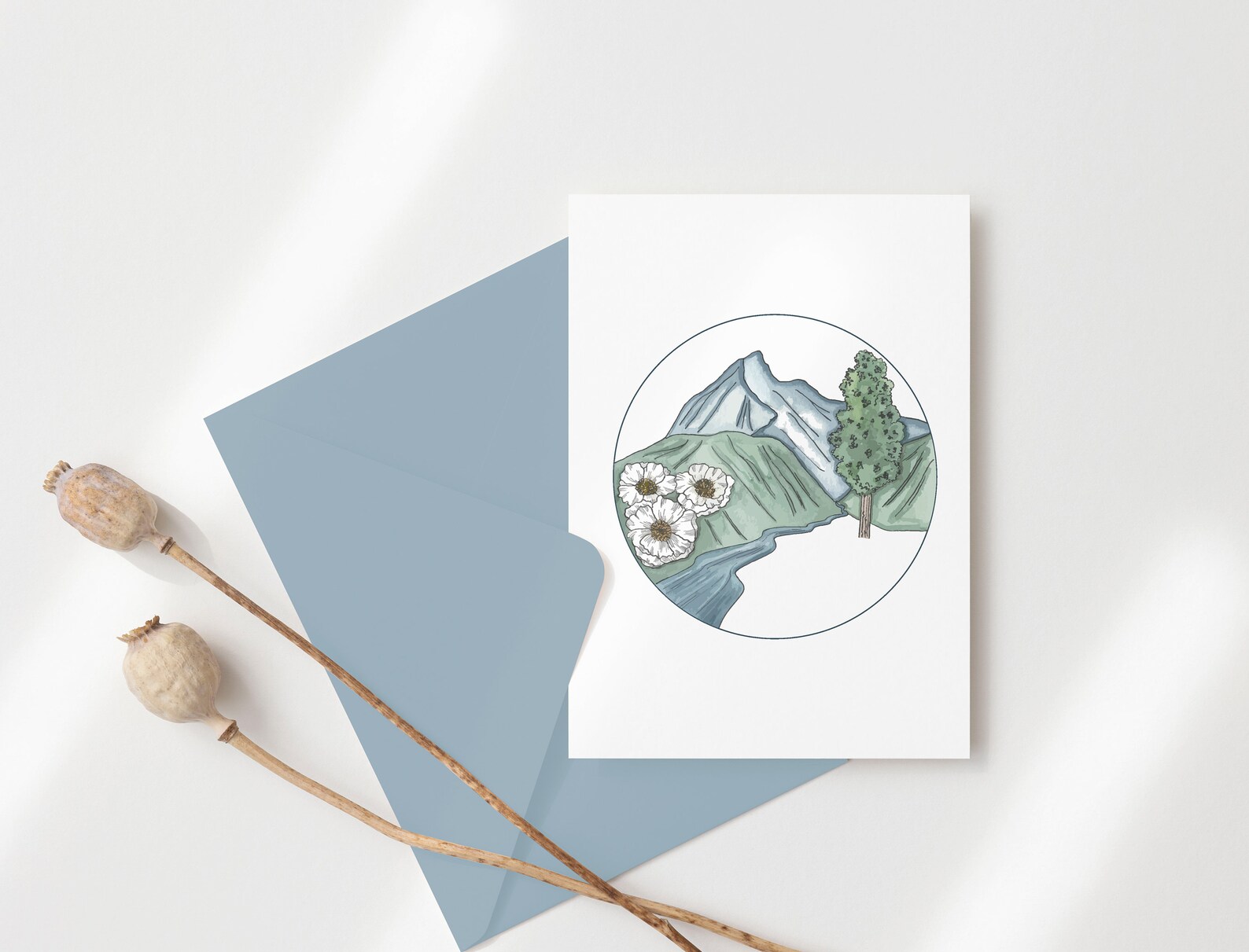 Printable Blank Mountain Greeting Card, Downloadable Card, Greeting ...