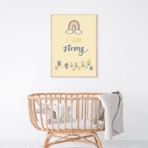 Printable Kids I Am Strong Poster, Kids Room Print, Mindfulness ...