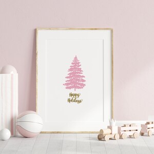 Printable Pink and Gold Holiday Print, Pink Xmas Decoration, Pink ...