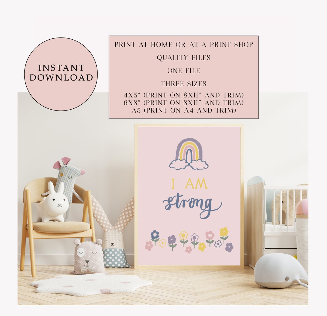 Printable Kids I Am Strong Poster Kids Room Print - Etsy