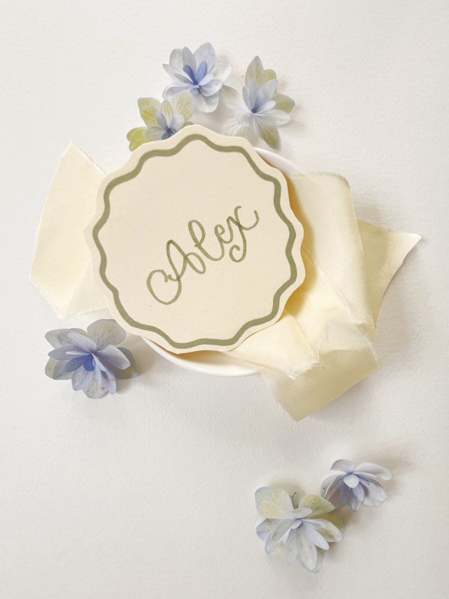 Squiggle Wave Round Place Cards, Wedding Place Cards, Retro Place Cards ...