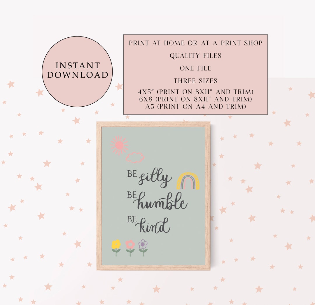 Be Silly, Printable Kids Wall Art, Kids Room Decor, Digital Download ...