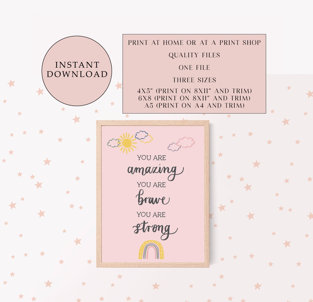 You Are Amazing, Printable Kids Wall Art, Kids Room Decor, Digital ...