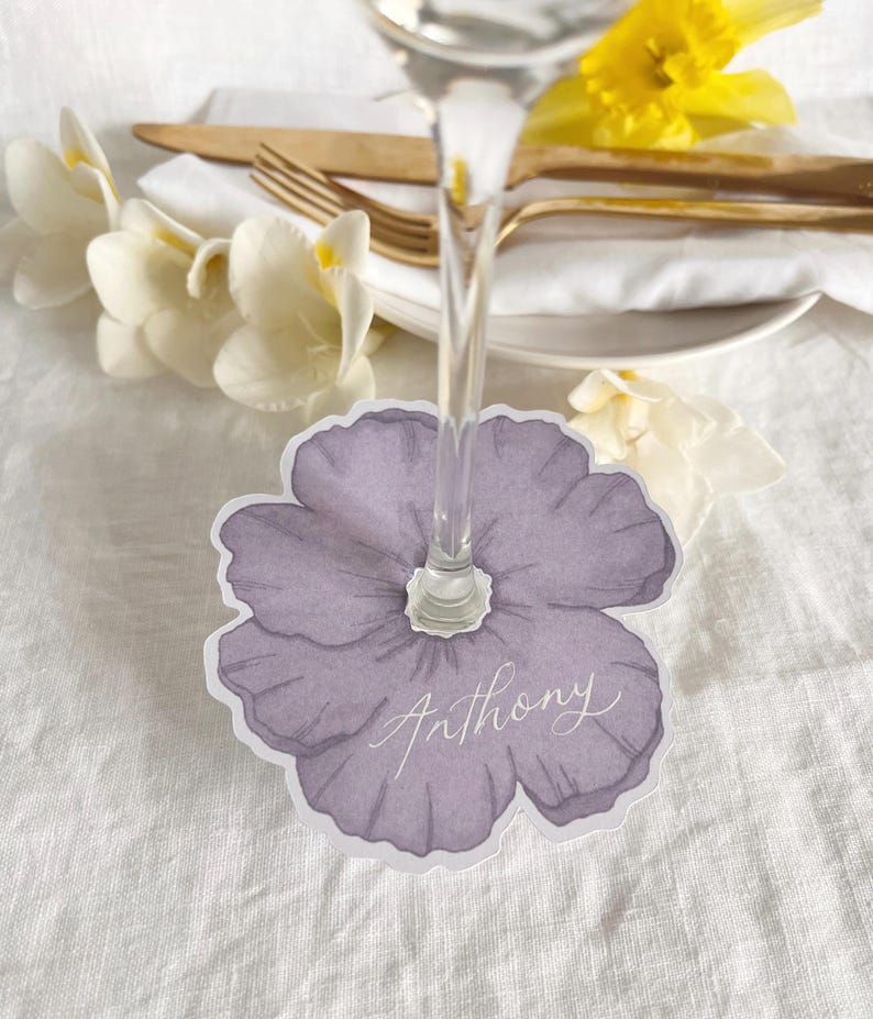 Floral Wine Glass Name Cards: Personalized Wedding Place Cards - Etsy
