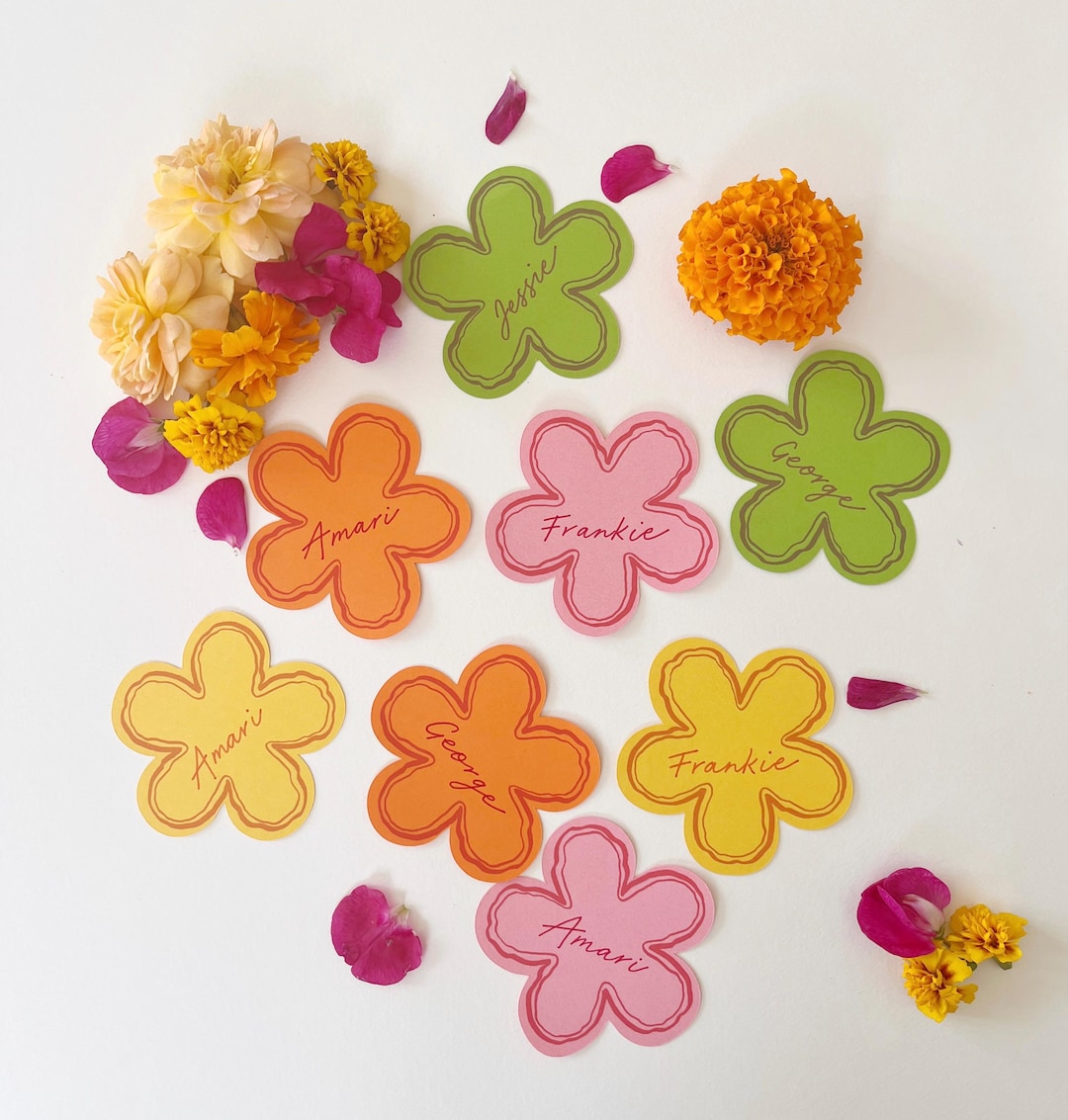 Colorful Flower Place Cards, Wedding Place Cards, Party Place Cards ...