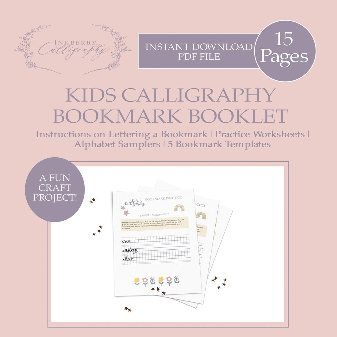 Kids Calligraphy Bookmark Booklet, Calligraphy Bookmark Templates ...