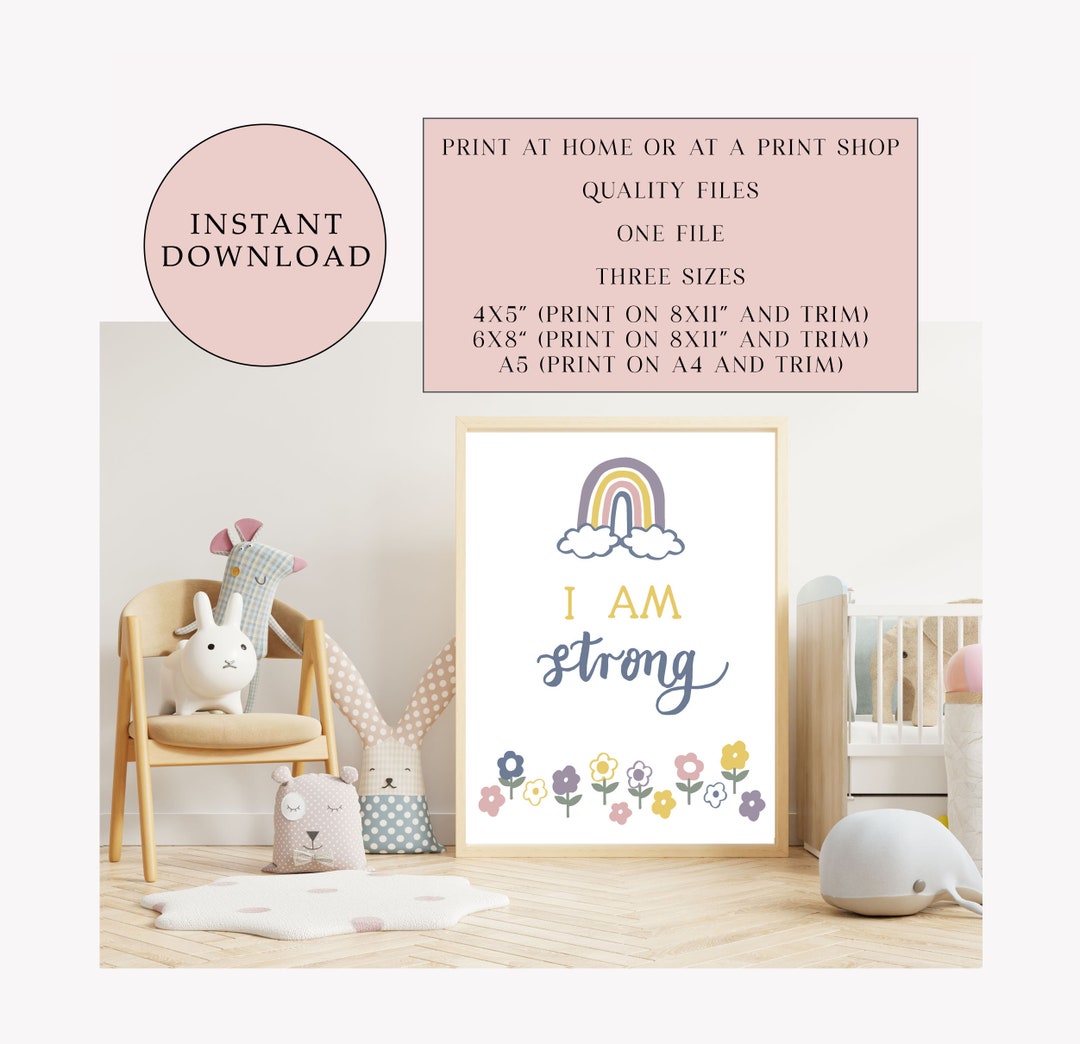 Printable Kids Affirmation Wall Art, Kids Room Print, Mindfulness ...