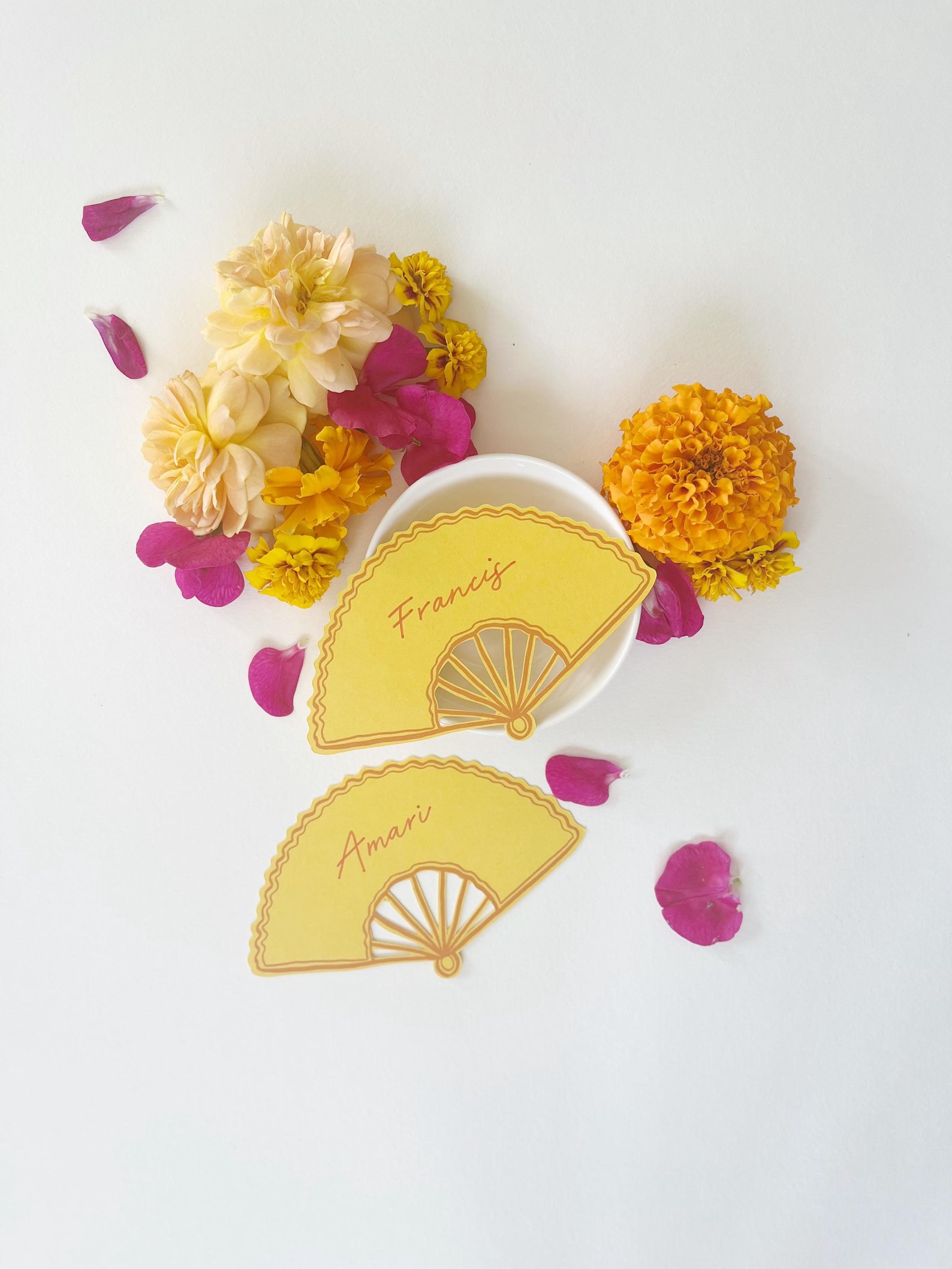 Colorful Fan Place Cards, Wedding Place Cards, Party Place Cards, Hen's ...