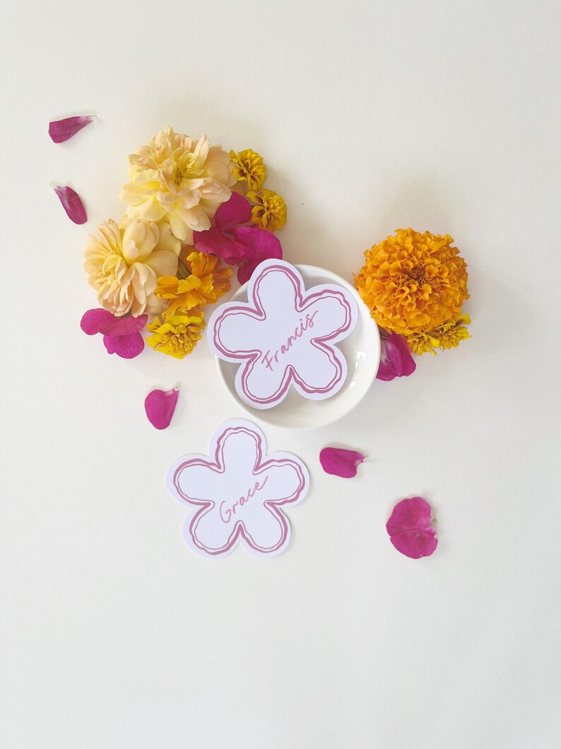 Colorful Flower Place Cards: Hand-lettered Calligraphy - Etsy