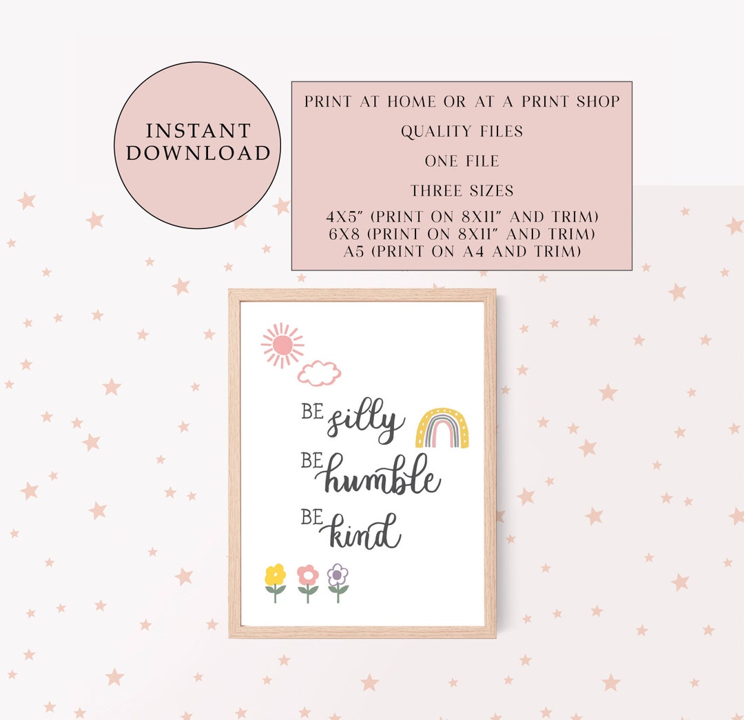 Be Silly Printable Kids Wall Art, Kids Room Decor, Digital Download ...