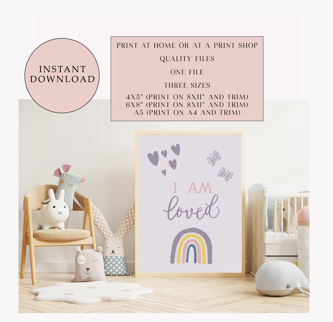 Printable Kids Wall Art With I Am Loved, Kids Room Wall Art, Kids ...