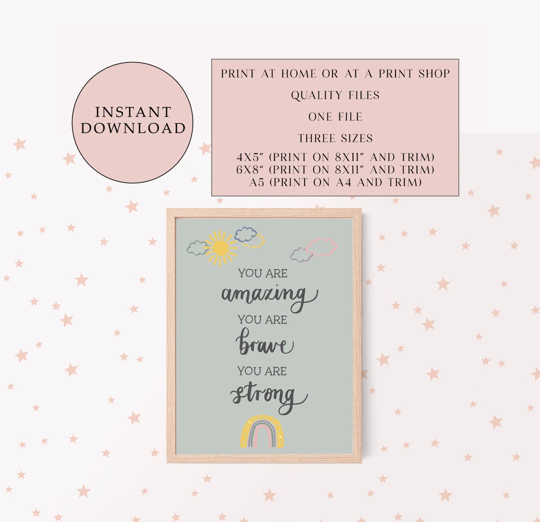 You Are Amazing Kids Room Decor, Positive Affirmations (digital ...