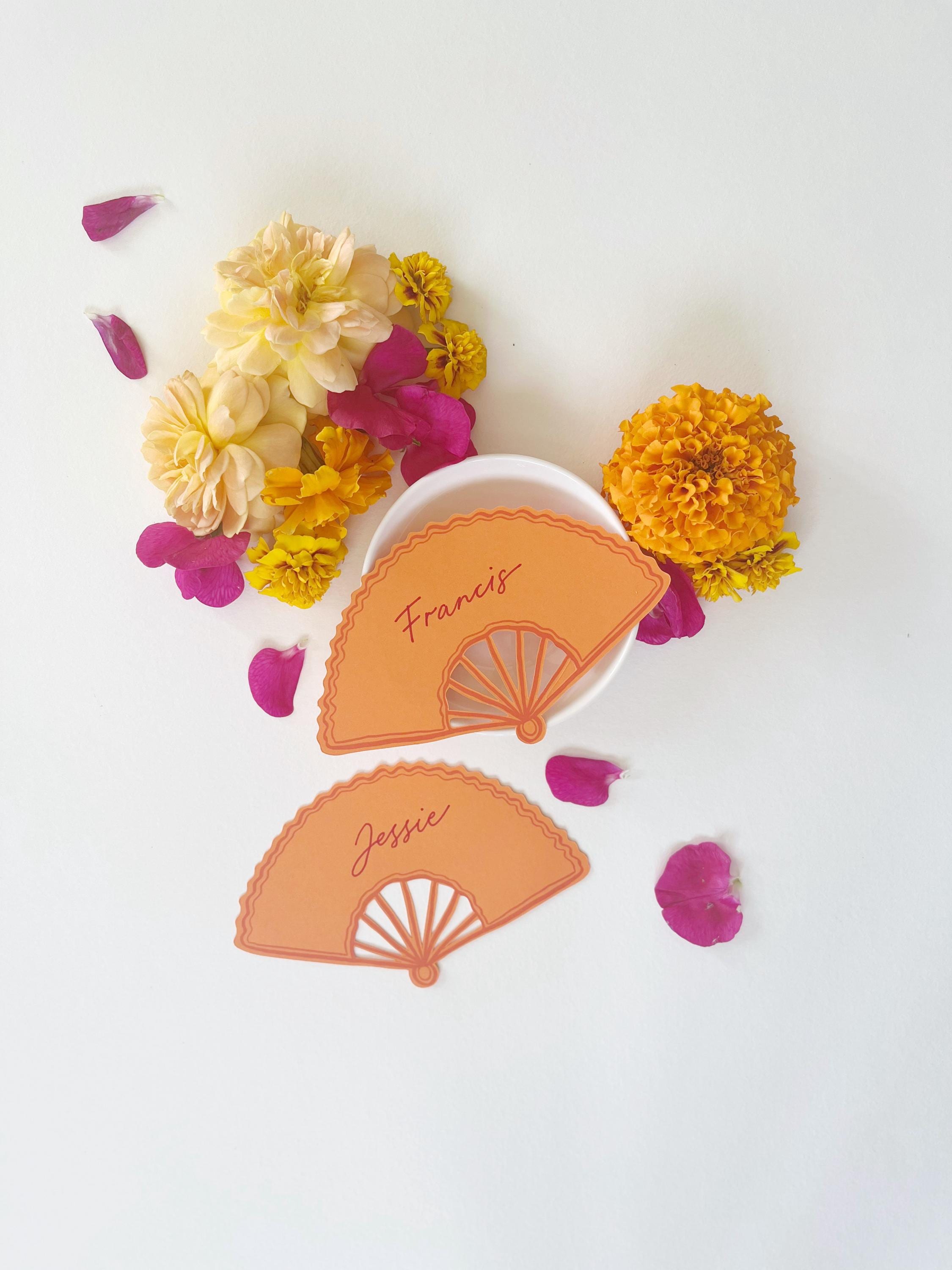 Colorful Fan Place Cards, Wedding Place Cards, Party Place Cards, Hen's ...