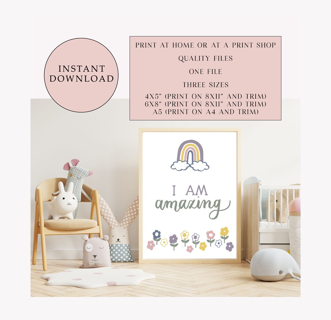 Printable Kids Affirmation Wall Art, Kids Room Decor, Mindfulness ...