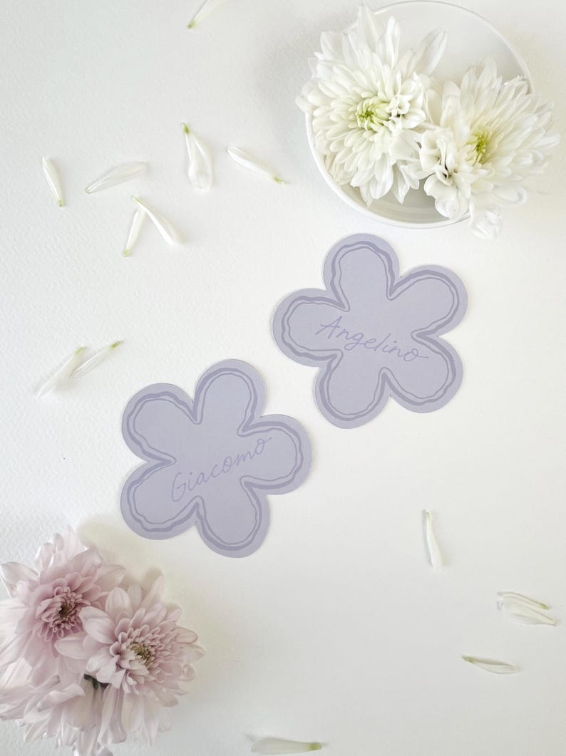 Pastel Flower Place Cards, Hand-written Calligraphy Wedding Name Tags ...
