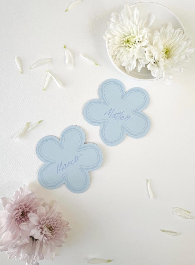 Pastel Flower Place Cards, Hand-written Calligraphy Wedding Name Tags ...