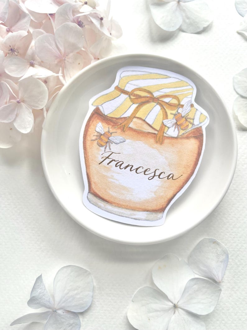 Honey Pot Honey Jar Place Cards: Personalized Calligraphy Party Decor ...