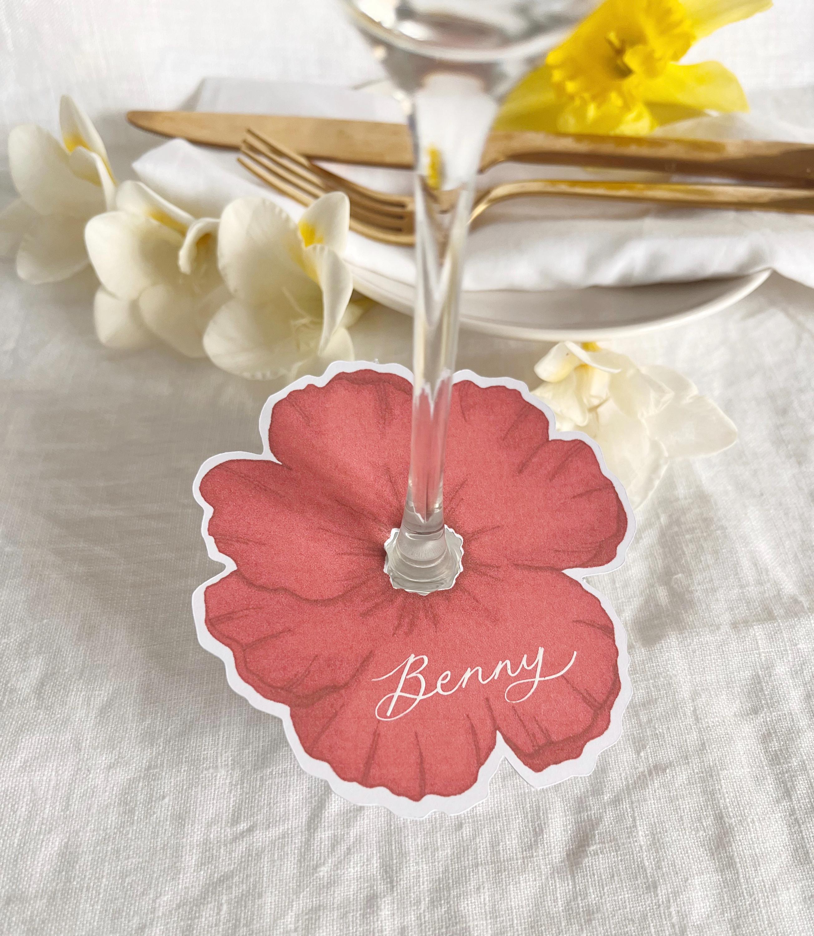 Floral Wine Glass Name Cards: Personalized Wedding Place Cards - Etsy