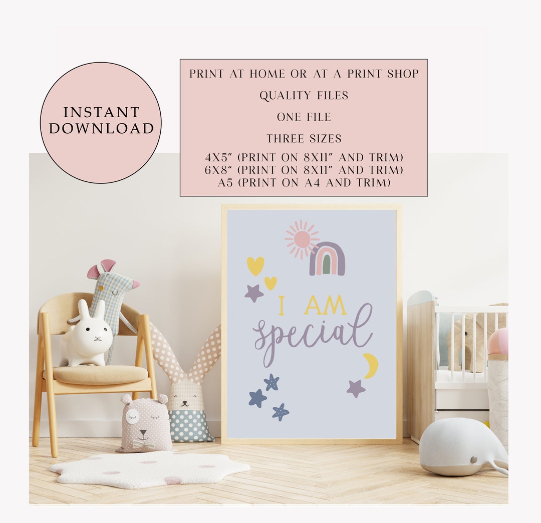 Printable Kids Affirmation Wall Art, I Am Special, Kids Decor ...