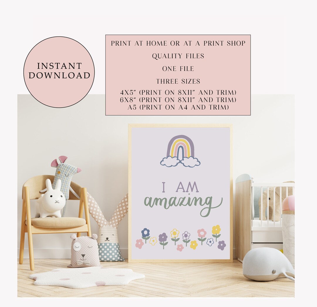 Printable Kids Affirmation Poster, Children Room Decor, Nursery Wall ...