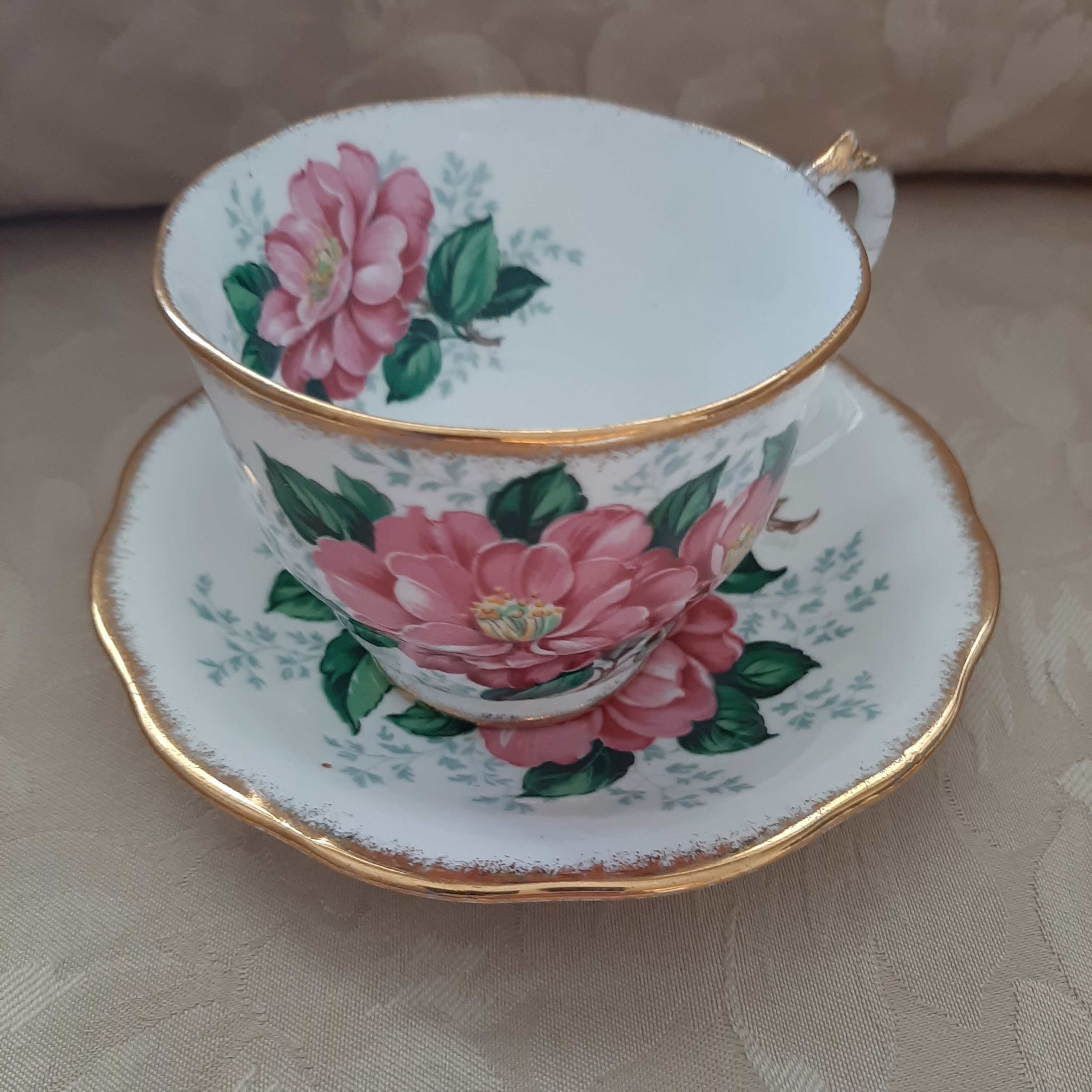 Queen Anne Pink Rose Cup and Saucer - Etsy