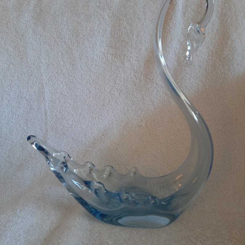 White Friars Blue Glass Swan Dish - Etsy