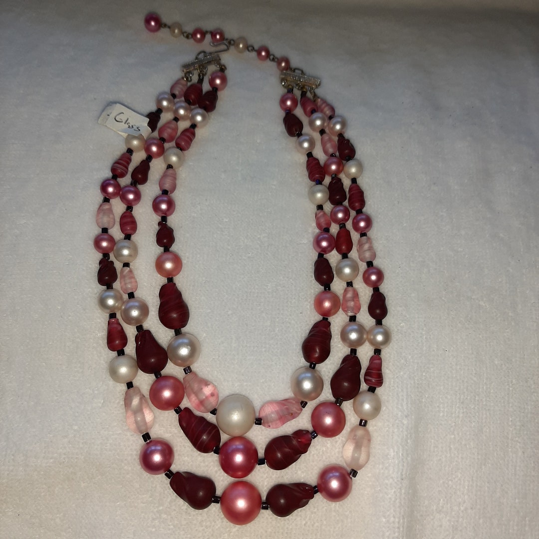 Vintage 3 Strand Necklace - Etsy