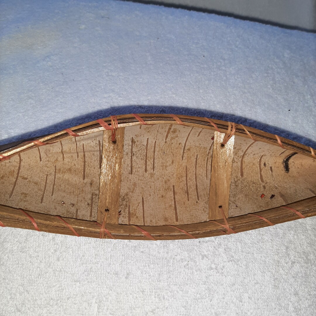 Vintage Birch Bark Model Canoe Etsy