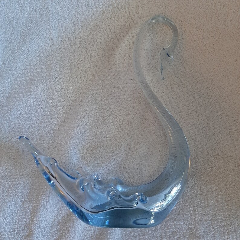 White Friars Blue Glass Swan Dish - Etsy