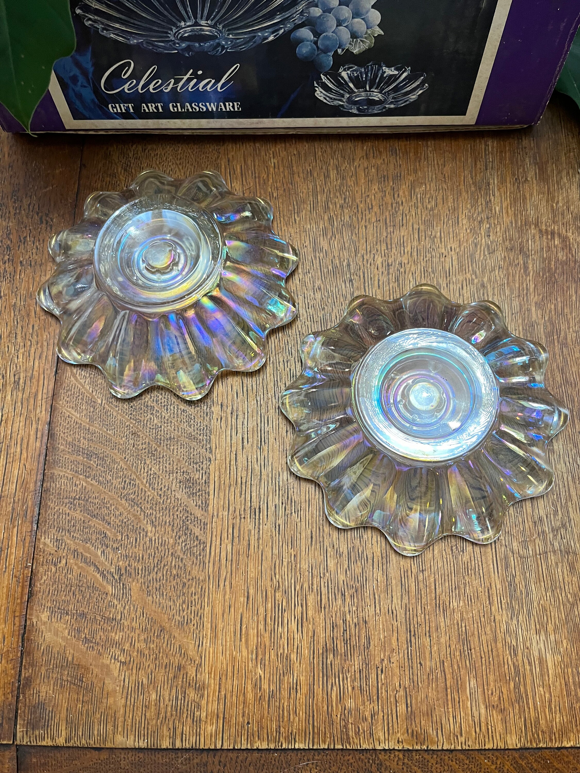 Vintage Federal Glass Celestial Candle Holders - Etsy