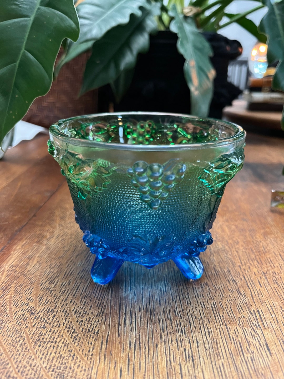 Jeanette Grapevine Blue/green Candy Dish - Etsy
