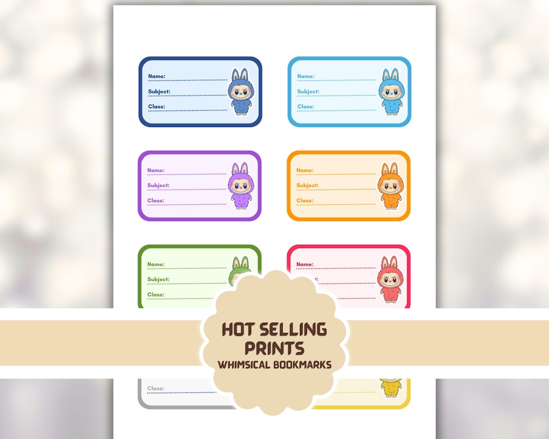 Cute Labubu School Notebook Name Tags | Back to School Printable Labels ...