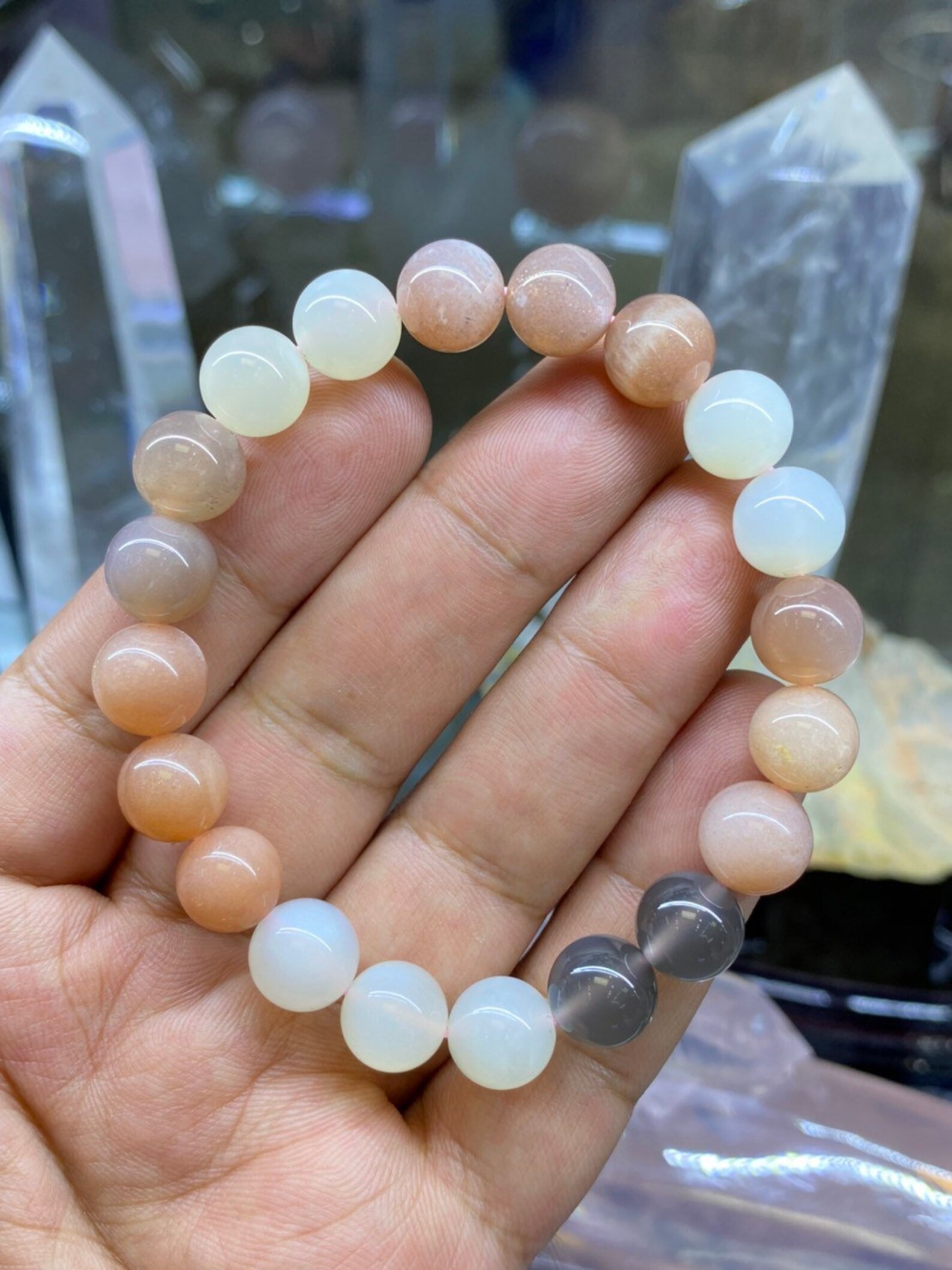 Natural Multi Color Moon Stone Size 10mm - Etsy UK