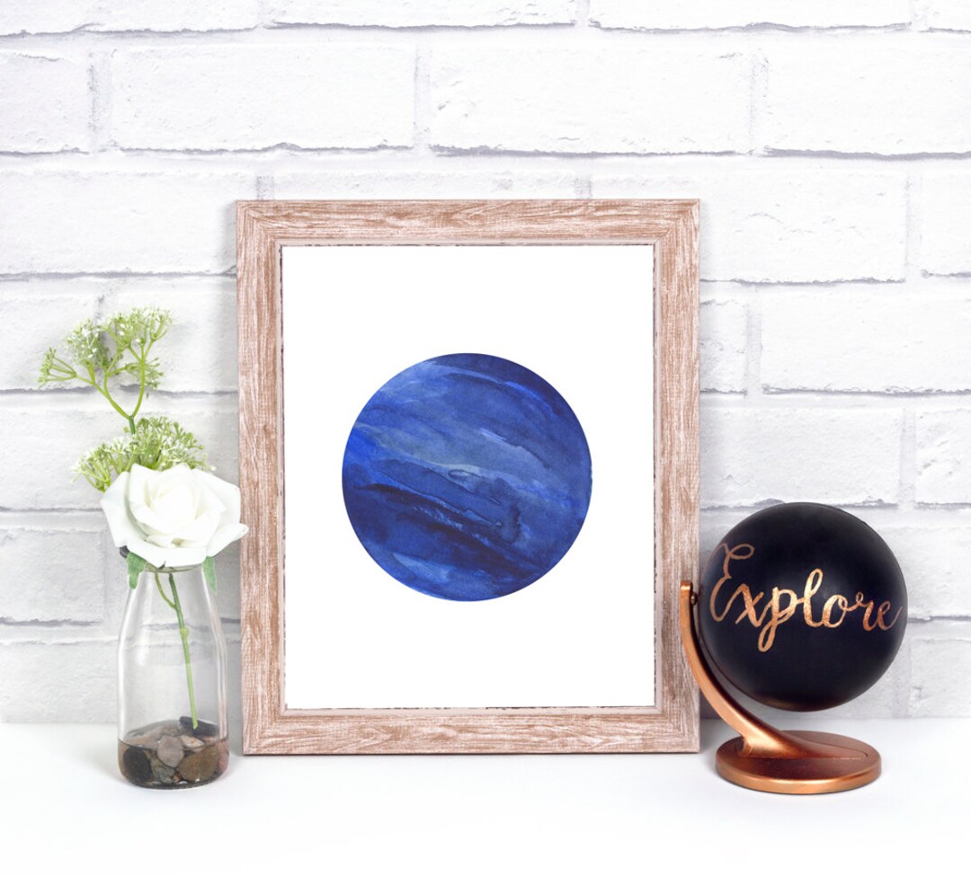 Neptune Wall Decor, Neptune Print, Neptune Wall Art, Watercolor Neptune ...