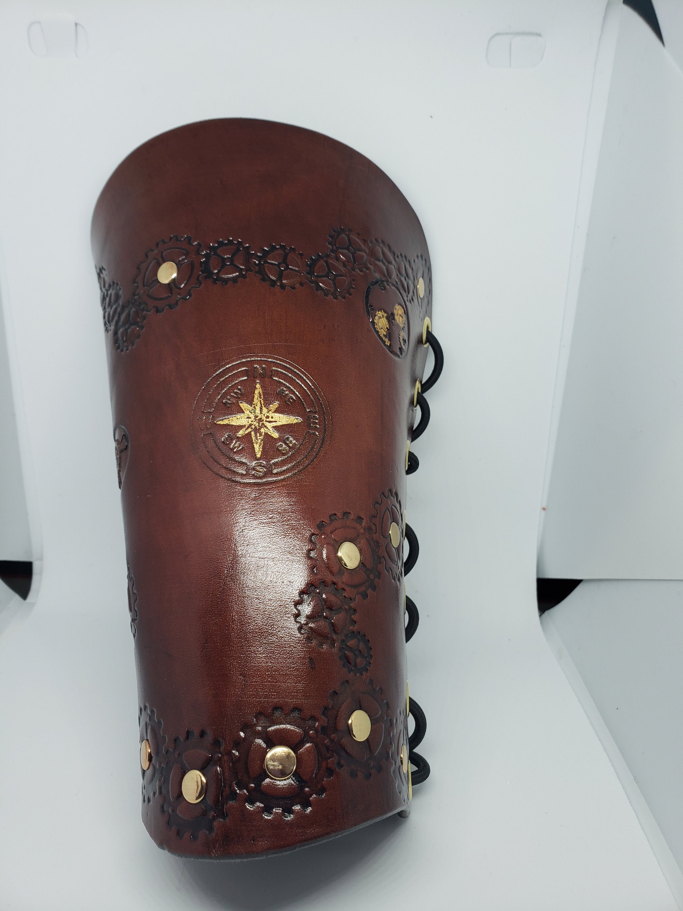 Leather Bracer Bracers Armor Armour Steampunk Gears Compass - Etsy