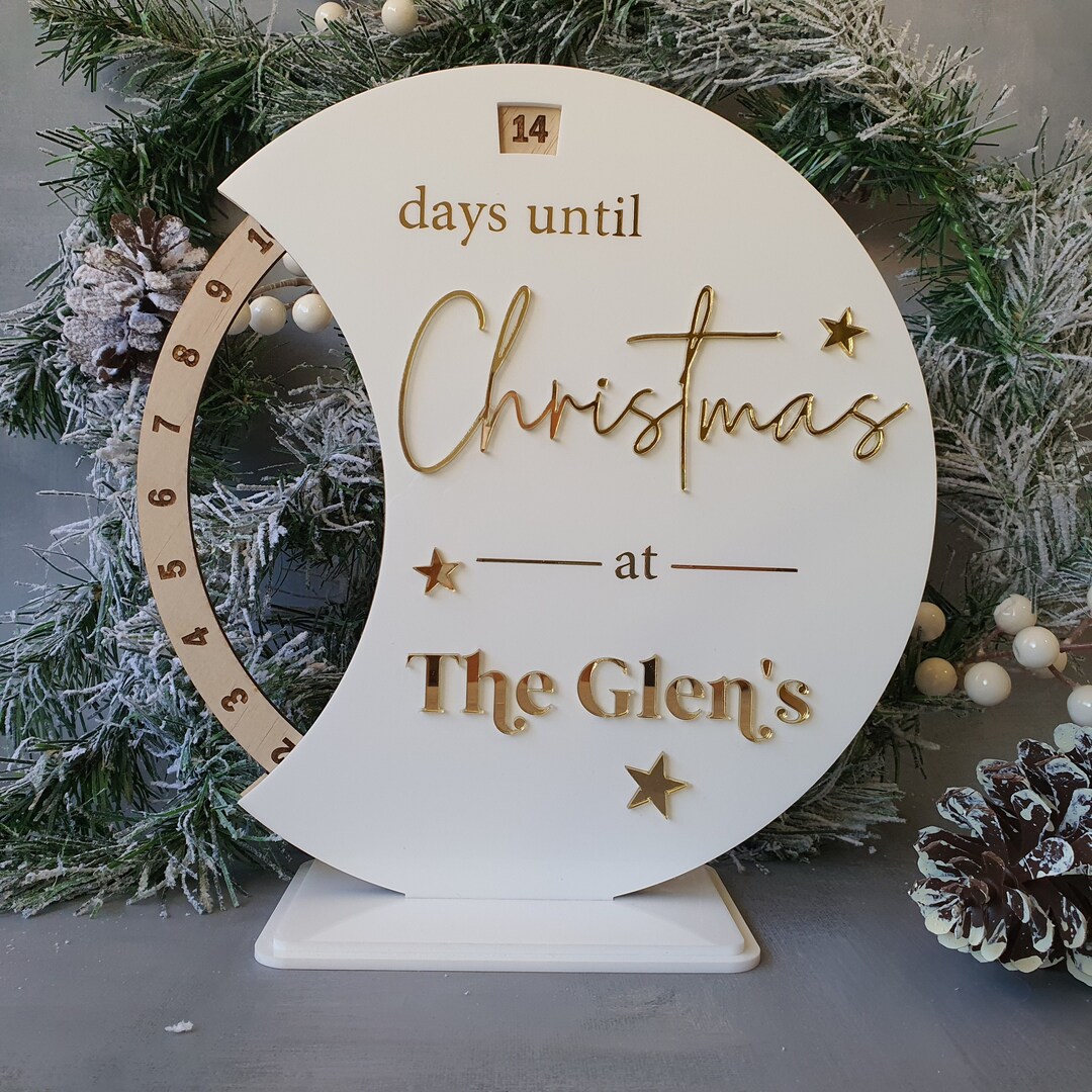 Personalised Spinning Christmas Countdown Calendar Handcrafted Acrylic ...