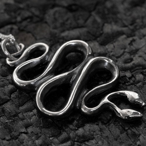 Two Headed Snake Necklace Bronze Two-headed Snake Pendant - Etsy