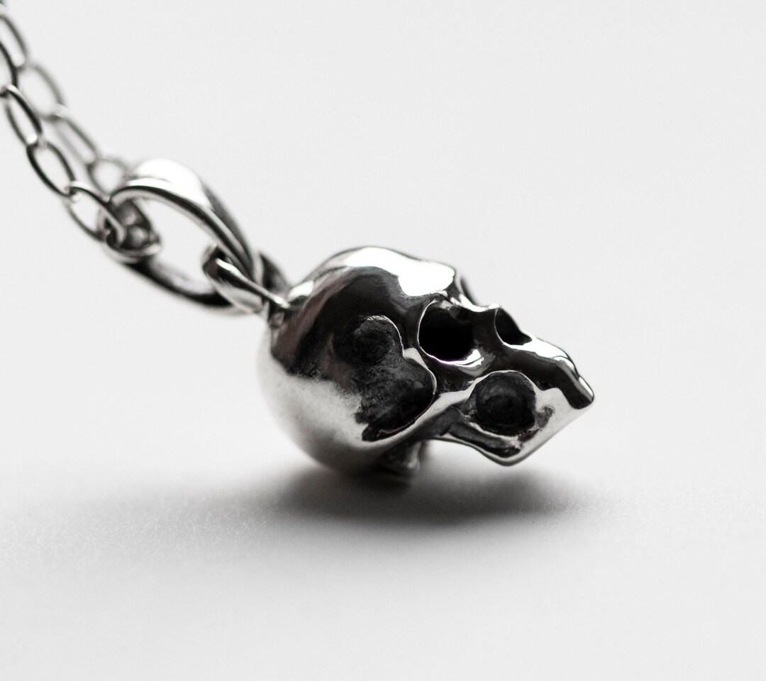 Mini Skull Necklace - Sterling Silver 925 - Etsy