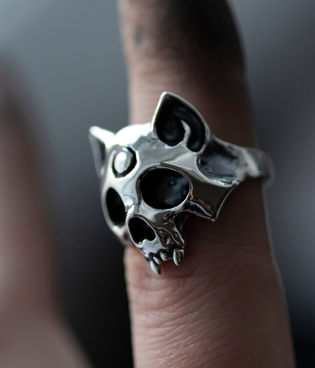 Cat Skull Ring - Silver Ring 925 - Etsy
