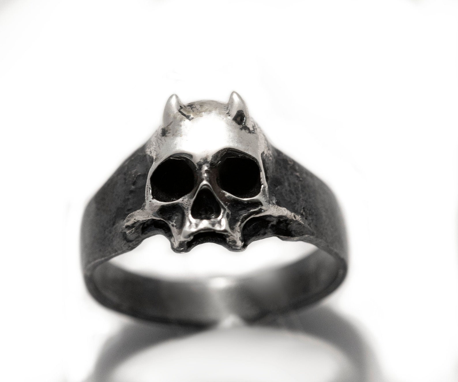 Skull Devil Ring Sterling Silver Skull ring Skull | Etsy