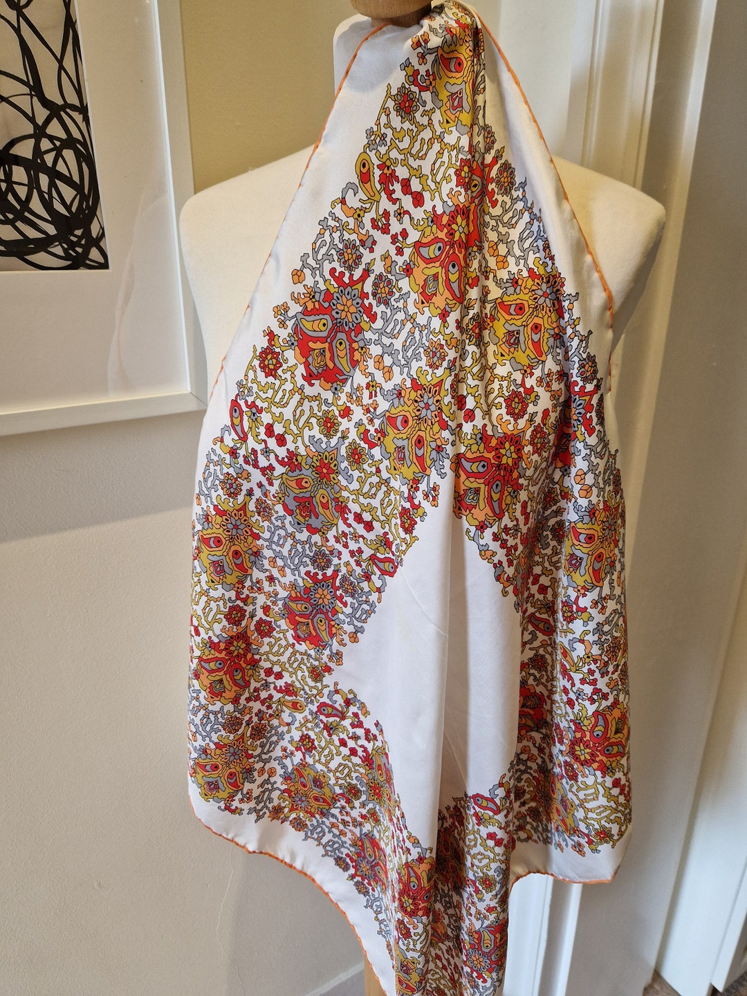 BECKFORD SILK Vintage Heraldic Theme English Scarf Hand Printed Simple ...