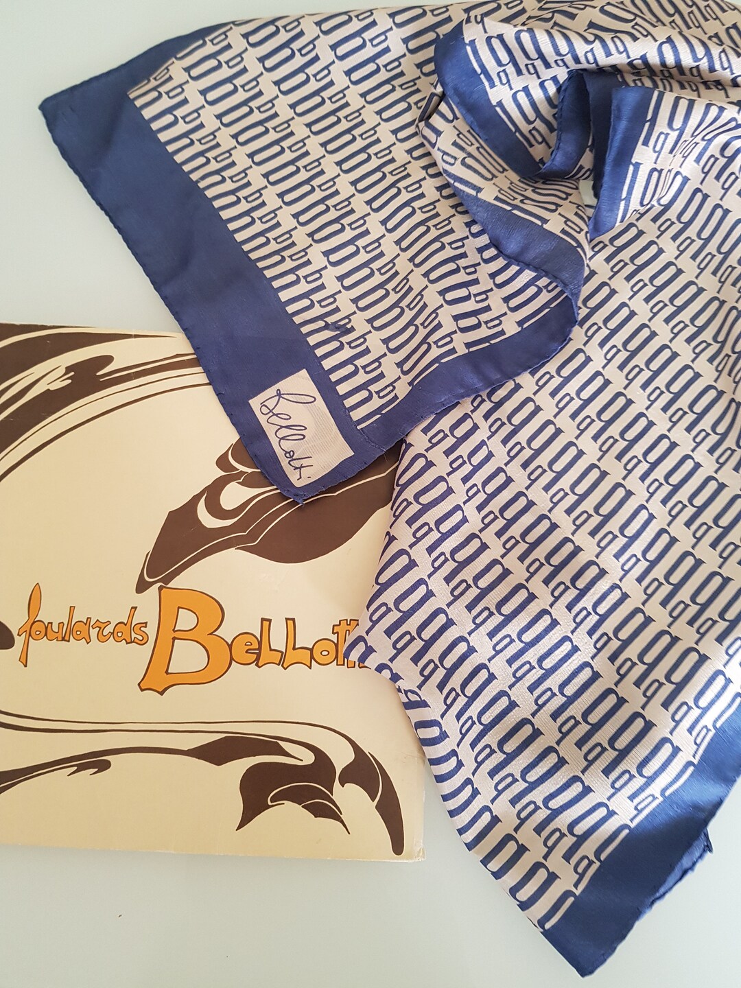 Bellotti-fabulous Quality 80s Italian Signed Silk Scarf in Dusky Blue ...