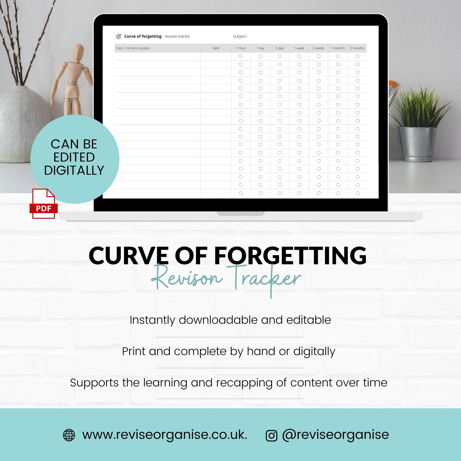 Curve of Forgetting Revision Tracker Tool Printable - Etsy